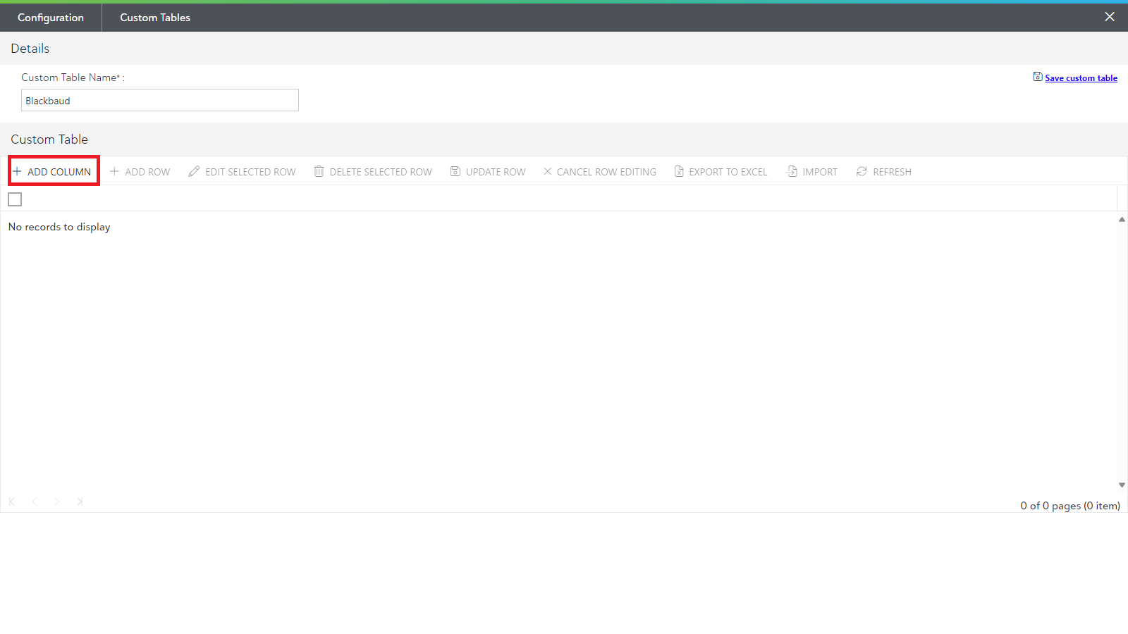 Creating The Custom Tables 0993
